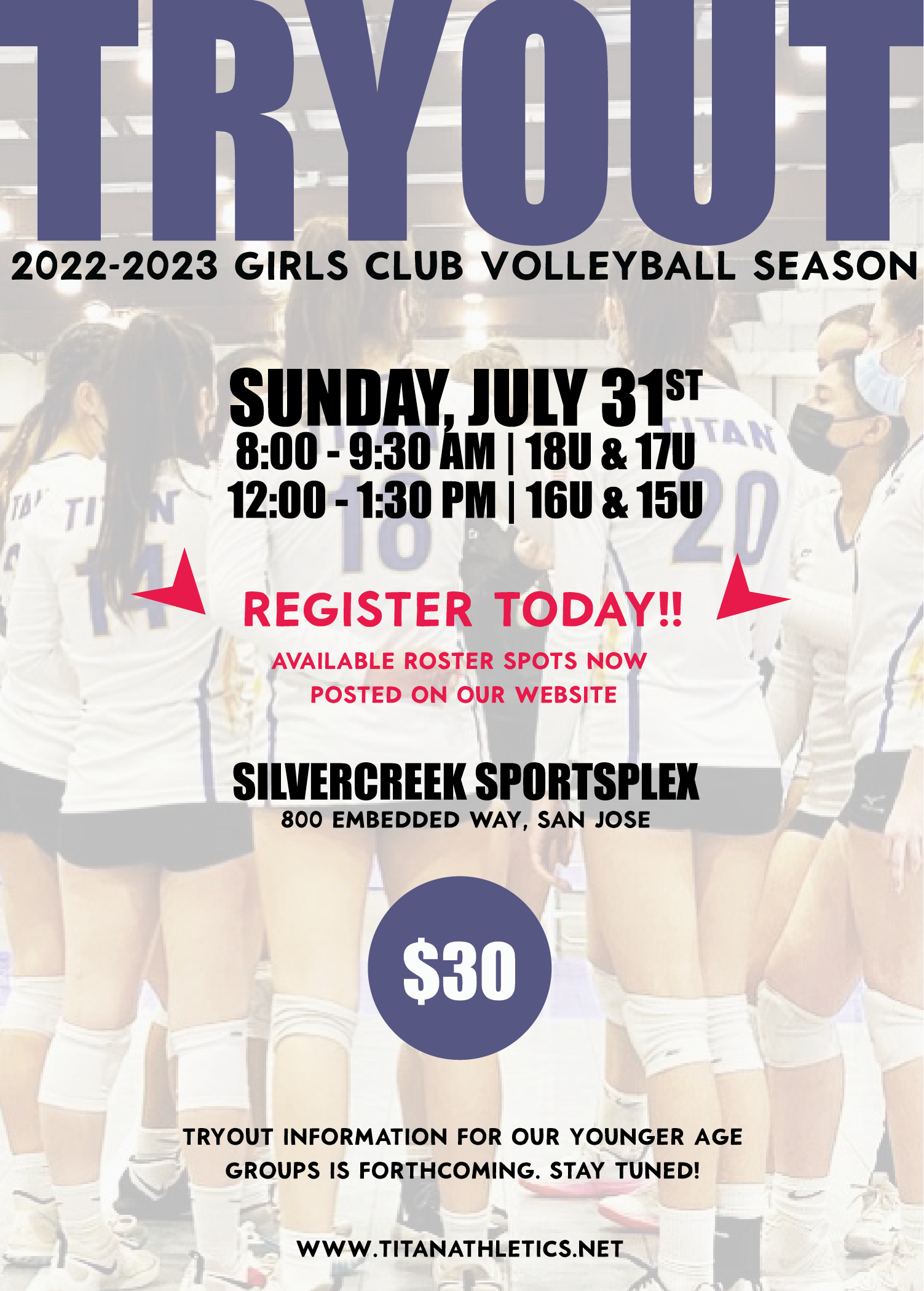 Girls Volleyball Tryouts – Titan Athletics