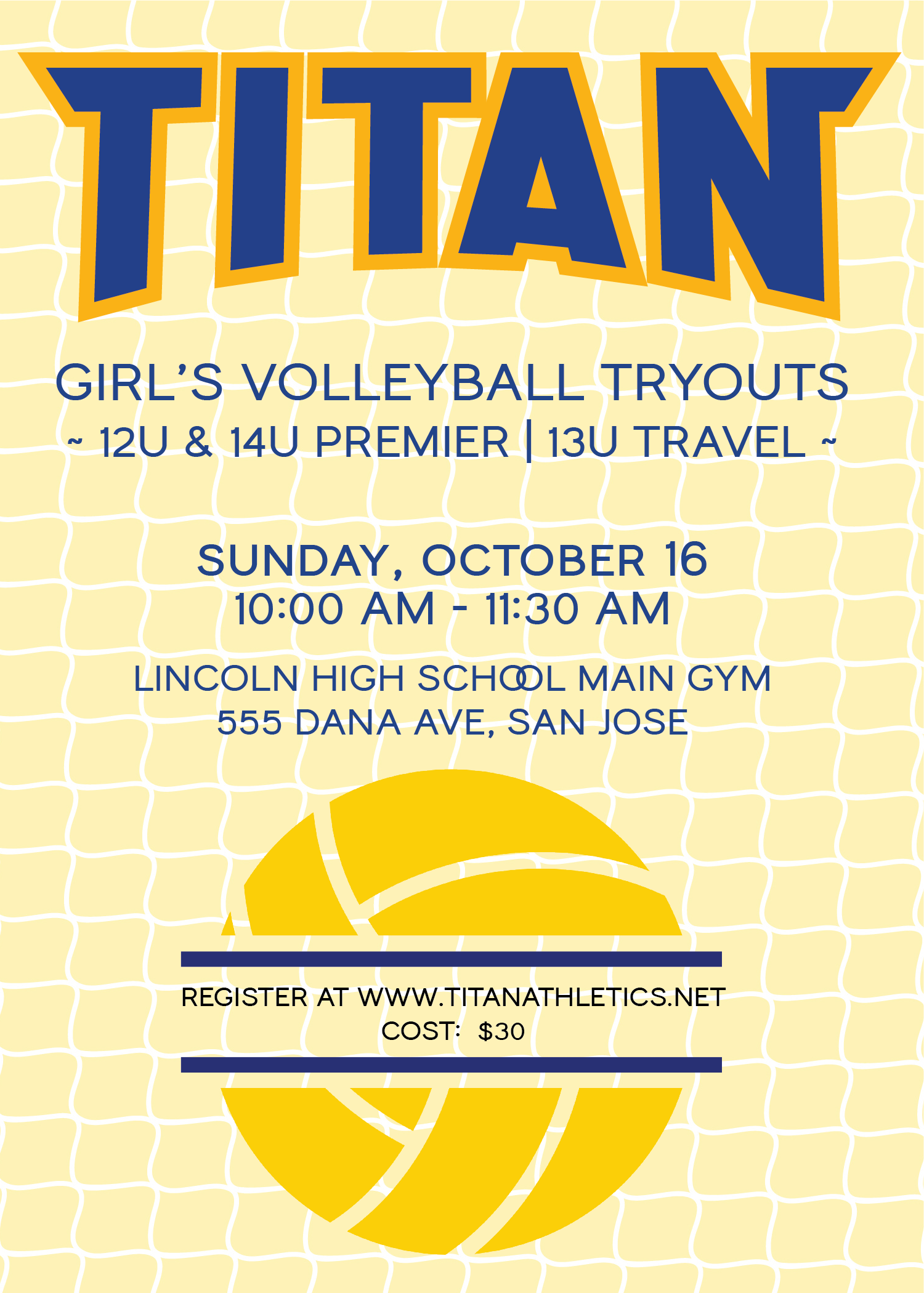 Girls Volleyball Tryouts – Titan Athletics
